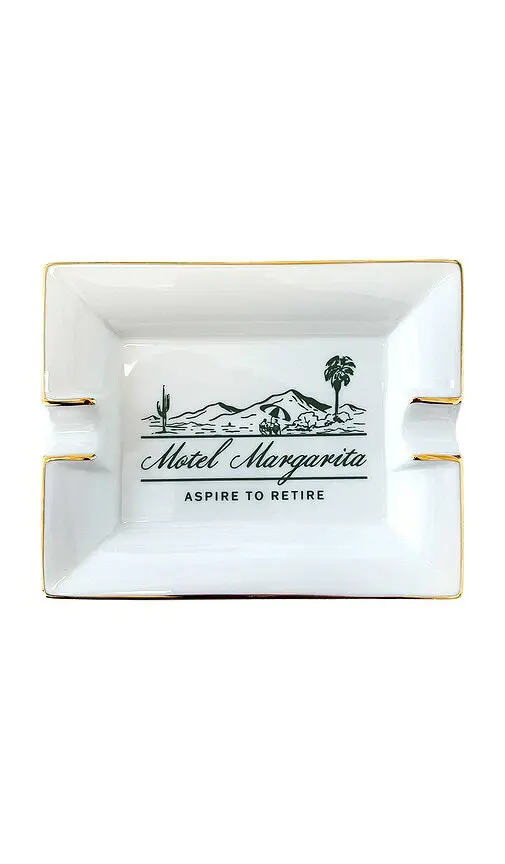 MOTEL MARGARITA Landscape Ashtray In White - White & Gold