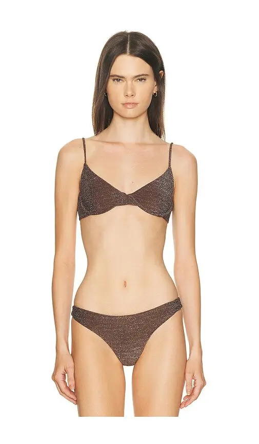 Mikoh Lurex Bosa Bikini Top - Lurex Chocolate