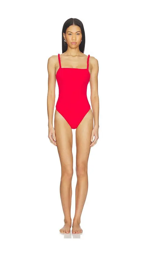 NAU BIKINIS Braided Low Back One Piece - Red