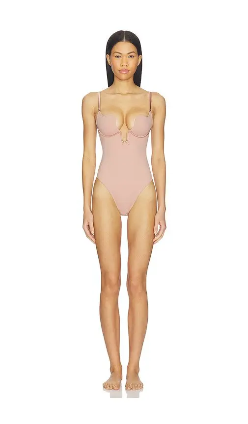 FLEUR DU MAL Le Stretch U-plunge Bodysuit - Tan
