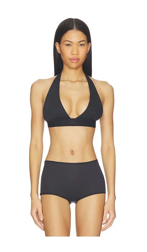 SKIMS Halter Bralette In Black - Soot