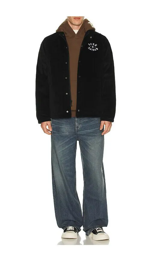 Born X Raised Zine Corduroy Coach Jacket In Black - 30% Off