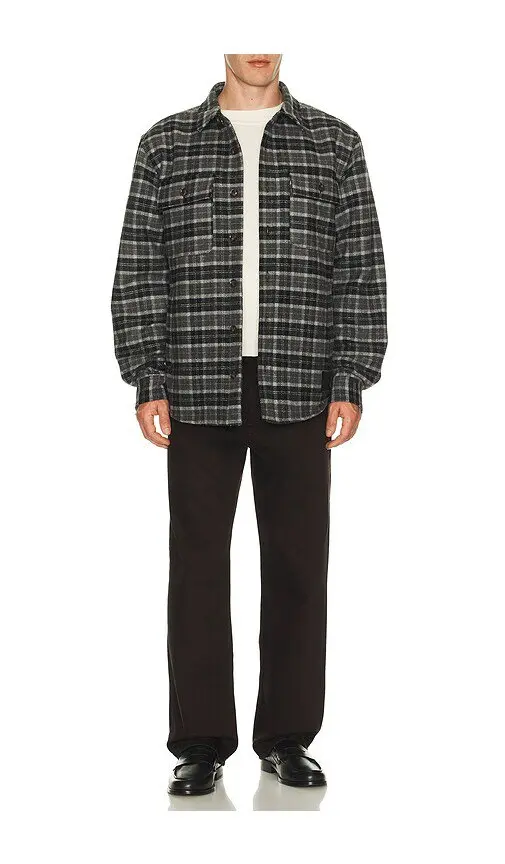 BORN X RAISED Embroidered Flannel Shirt Jacket