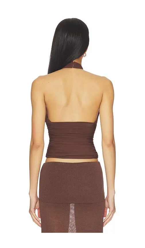 MIMCHIK Piper Knotted Halter Top - Chocolate