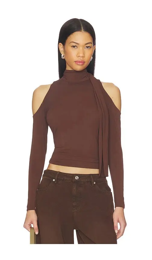 MIMCHIK Jean Scarf Top - Chocolate