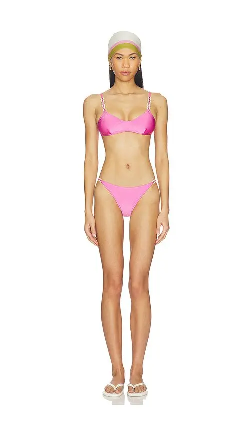 ADRIANA DEGREAS Solid Chain Bikini Set - Pink