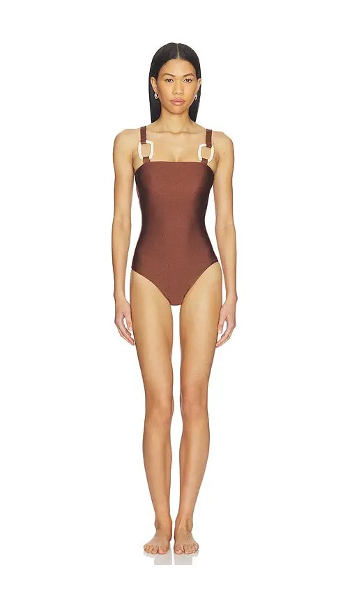 ADRIANA DEGREAS Solid Straps One Piece - Cappuccino