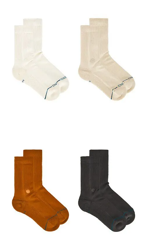 Stance Icon Crew 4 Pack Socks - Canvas