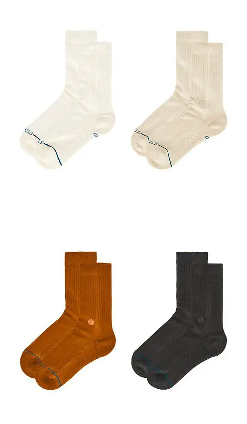 Stance Icon Crew 4 Pack Socks - Canvas