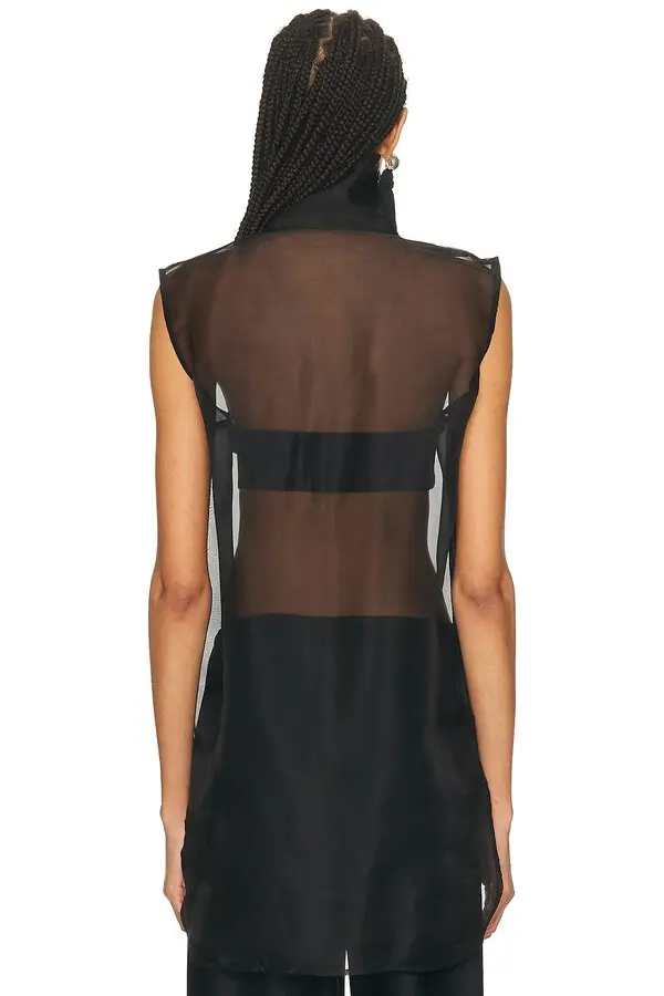 AEXAE Silk Organza Roll Neck Top