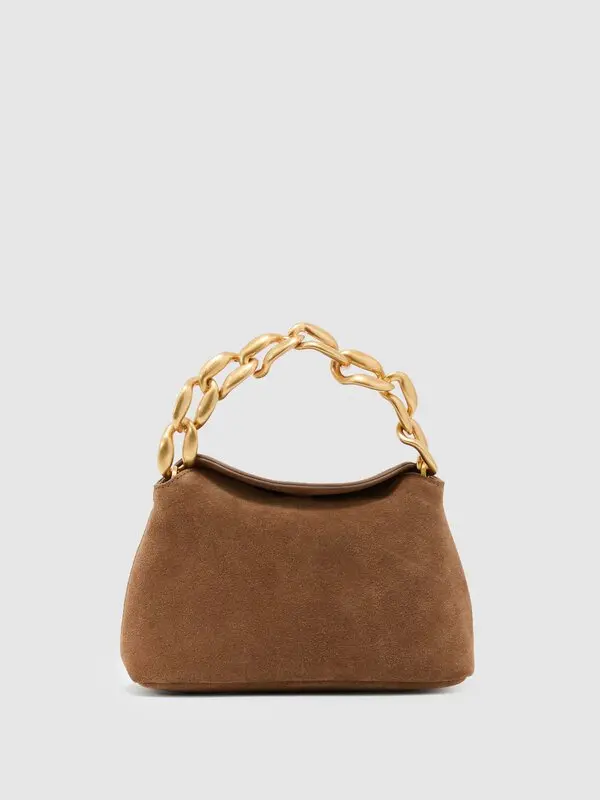 REISS Peony Suede Chain Grab Bag