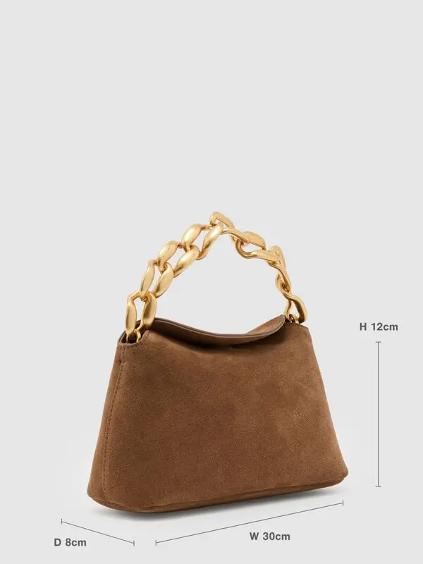 REISS Peony Suede Chain Grab Bag