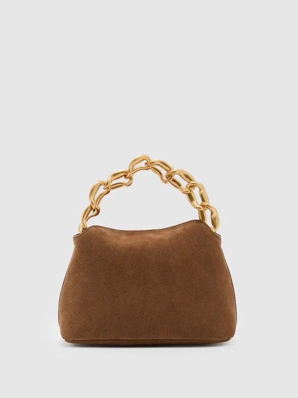 REISS Peony Suede Chain Grab Bag