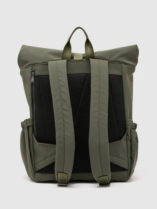 REISS Technical Roll-top Backpack - Khaki Green