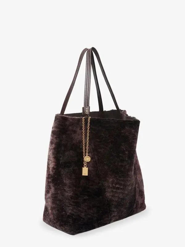 Chloé Spin Shearling Shoulder Bag - Brown
