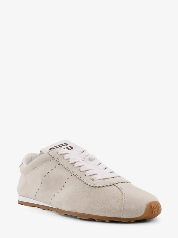 Miu Miu Plume Suede Sneakers - White