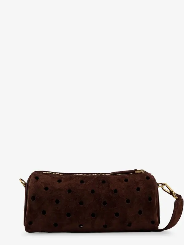 Manu Atelier Mini Cylinder Suede Bag - Brown