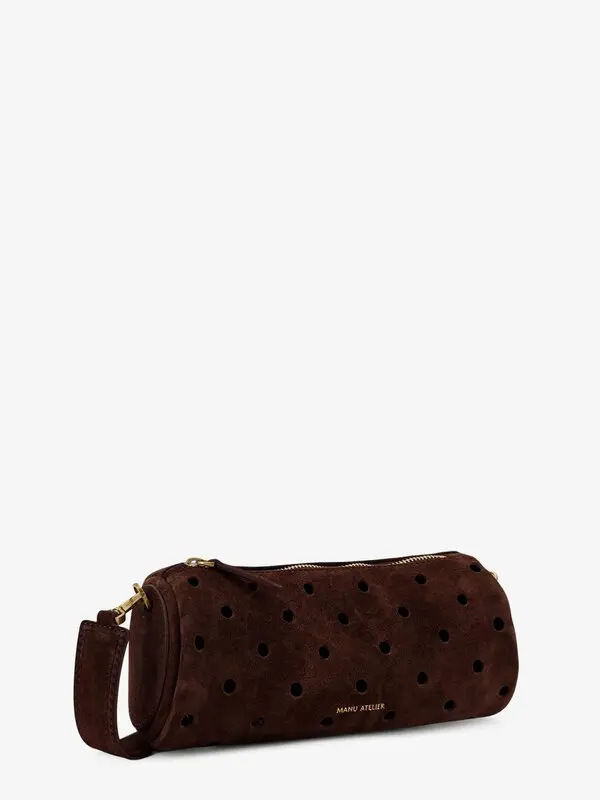 Manu Atelier Mini Cylinder Suede Bag - Brown