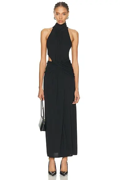 Johanna Ortiz Retro Drape Maxi Dress - Black