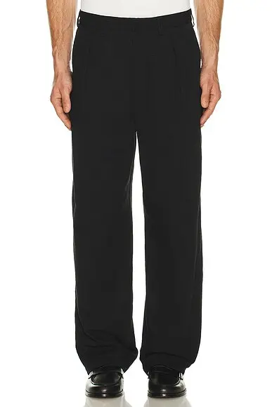 PALMES Wide Pleated Suit Trousers - Black