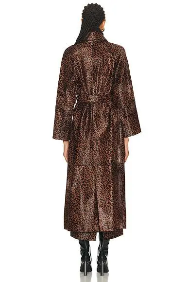 Nour Hammour Althea Pony Hair Trench Coat - Deep Leopard