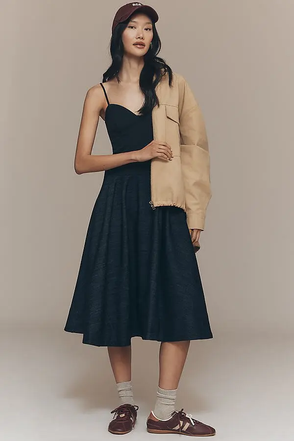 Mare Mare Knit Denim Twofer Midi Dress In Dark Denim - 64% Off |  Editorialist
