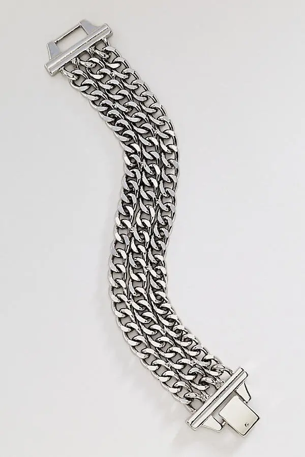 Anthropologie Layered Chain Wrap Bracelet - Silver