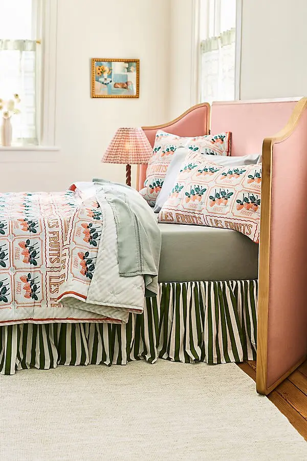 Maeve Cotton Striped Printed Bed Skirt
