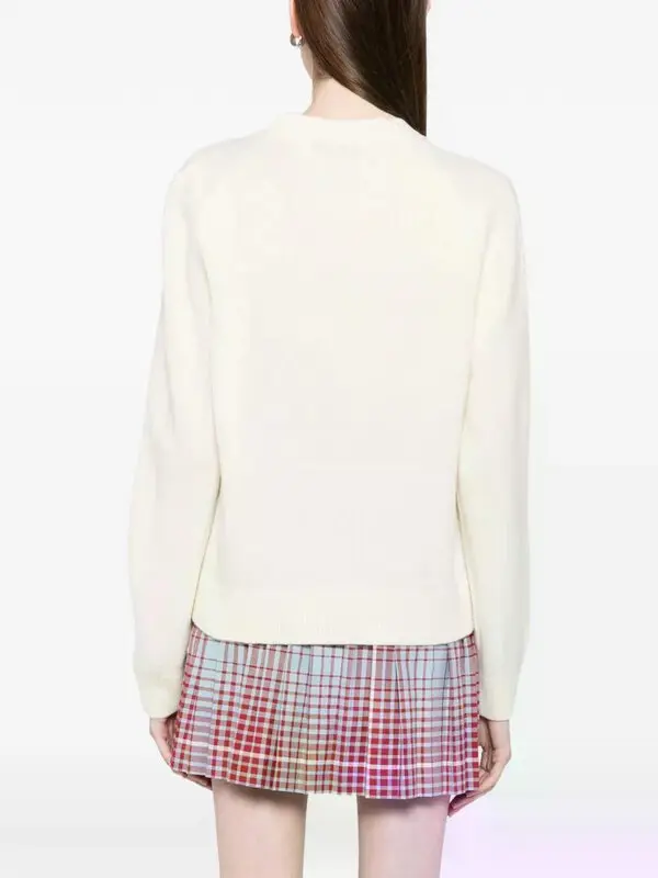 Maison Kitsuné Logo-patched Round-neck Jumper - Neutrals