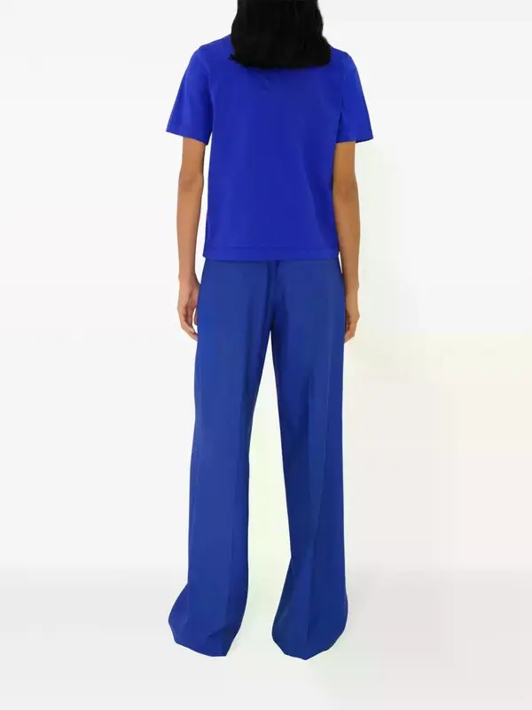Burberry Logo Embroidered Cotton T-shirt - Blue
