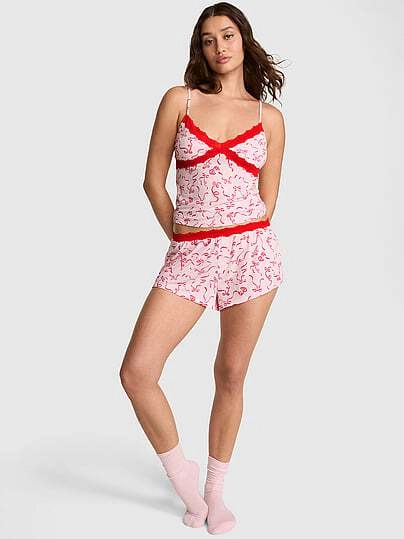 Pink Favorite Flannel Flirty Pajama Shorts - Print