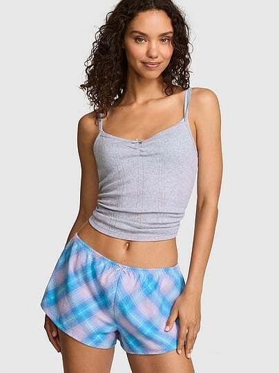 Pink Favorite Flannel Flirty Pajama Shorts - Print