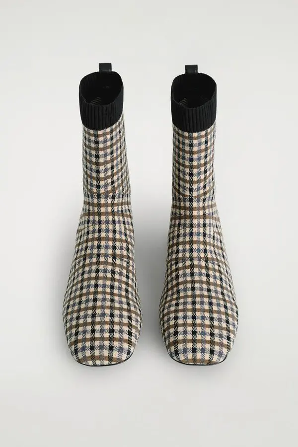 Cos Checked Knitted Sock Boots - Beige