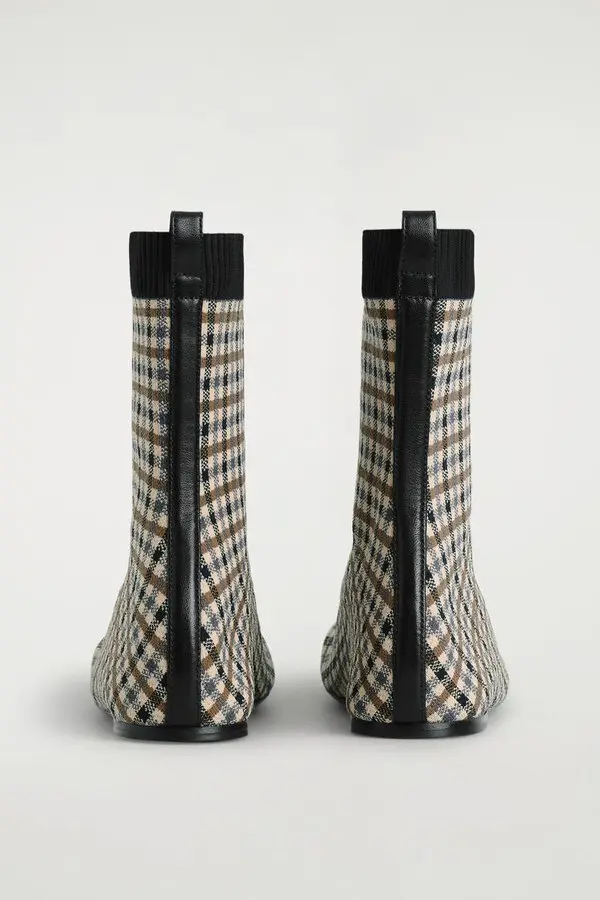 Cos Checked Knitted Sock Boots - Beige