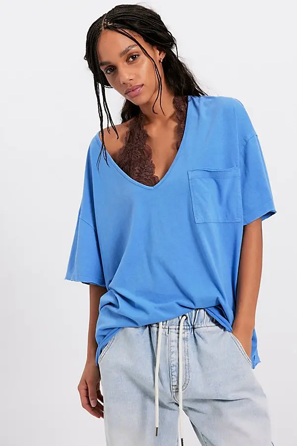 Free People Erin V-neck Tee - Harbor