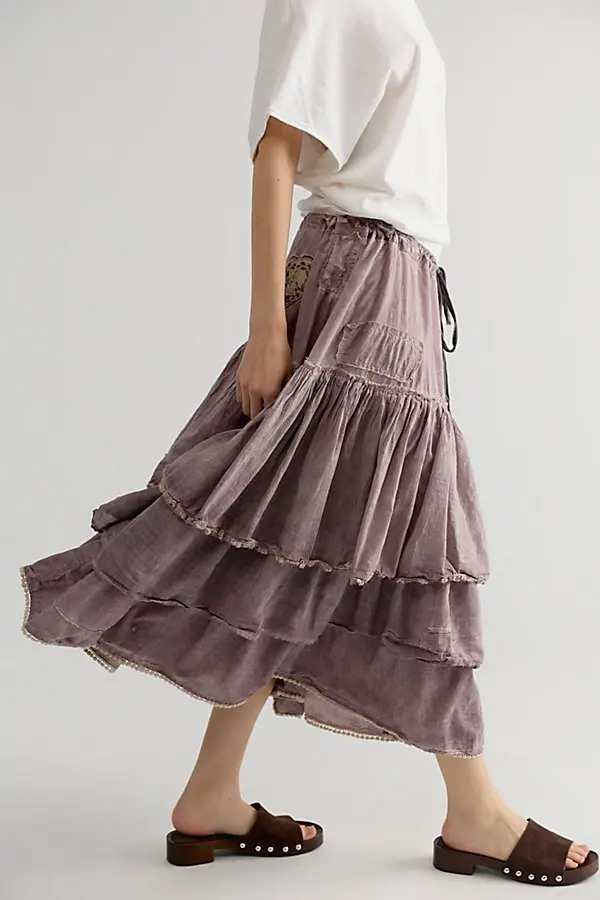 MAGNOLIA PEARL Layered Lucca Midi Skirt