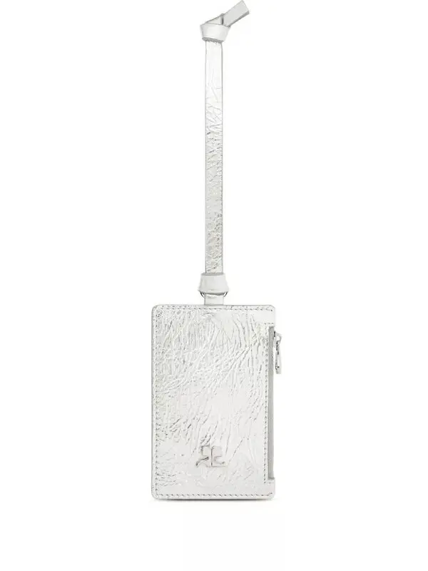 COURREGES Leather Zip Cardholder - Silver