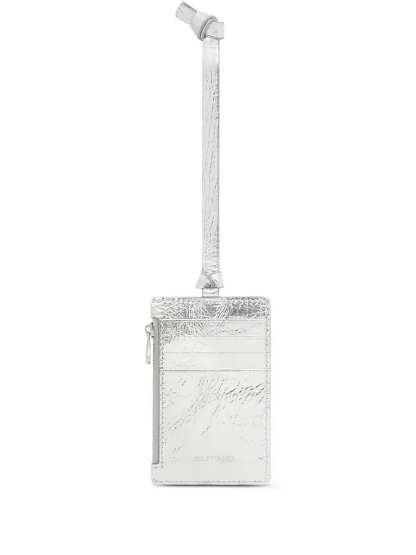COURREGES Leather Zip Cardholder - Silver