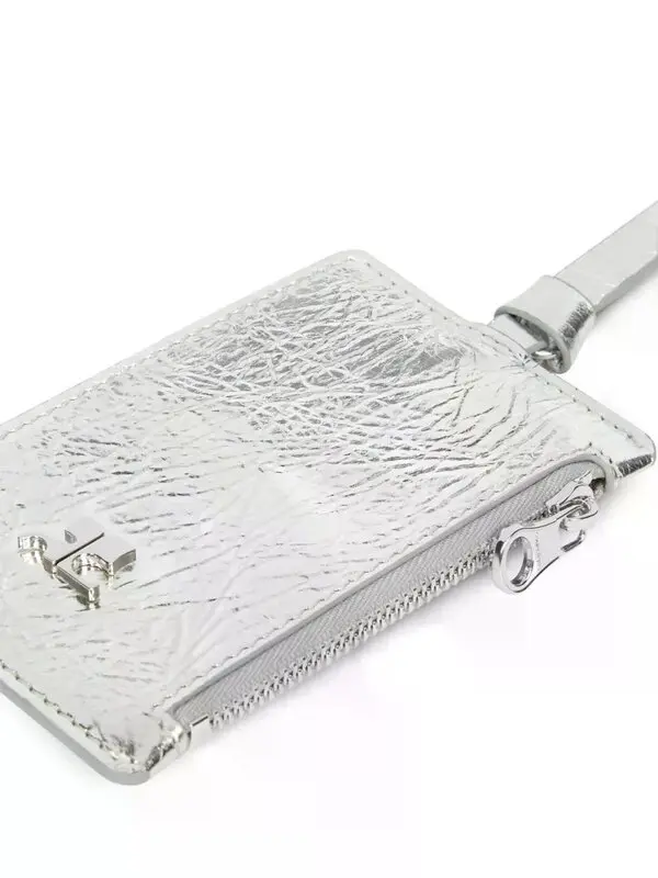 COURREGES Leather Zip Cardholder - Silver