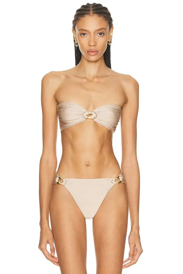 SHANI SHEMER Nyx Metallic Bikini Top - Champagne