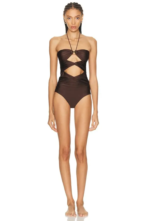 SHANI SHEMER Geneva One-piece Swimsuit - Espresso