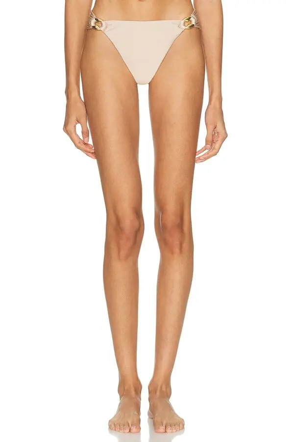 SHANI SHEMER Juliette Metallic Bikini Bottom - Champagne