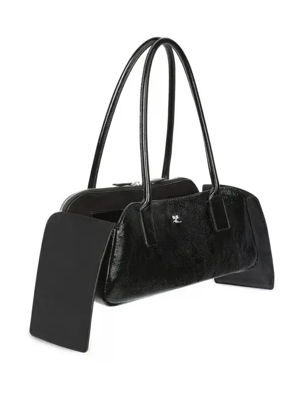 COURREGES Leather Zip Shoulder Bag
