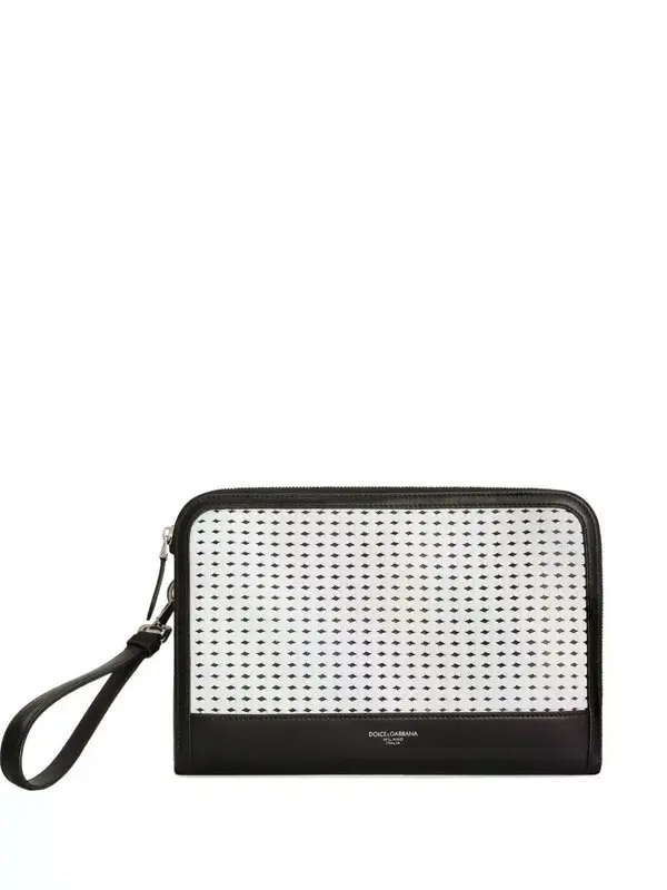 Dolce & Gabbana Woven Clutch With Detachable Wrist Strap - Black