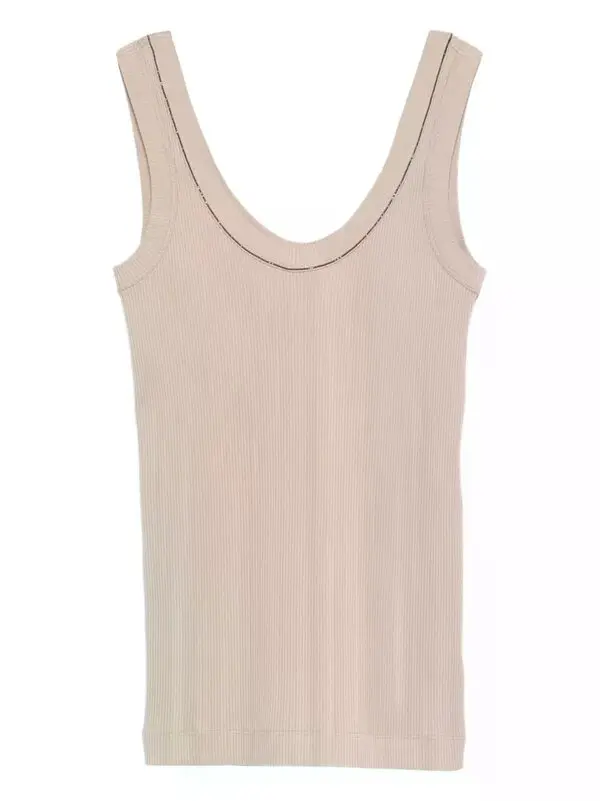 Brunello Cucinelli Embellished Ribbed Tank Top - Neutrals