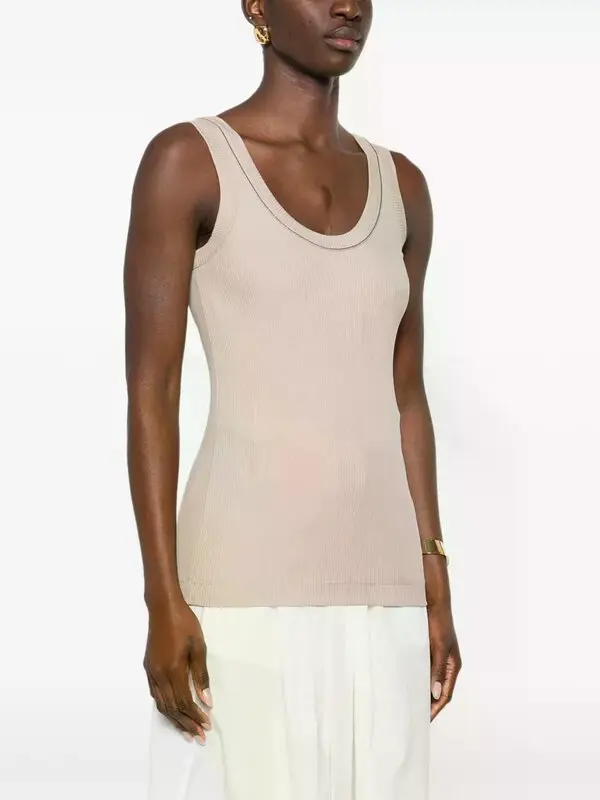 Brunello Cucinelli Embellished Ribbed Tank Top - Neutrals