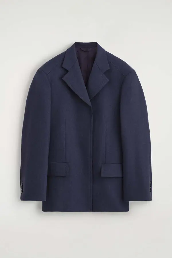 Cos Structured Wool-blend Blazer - Navy