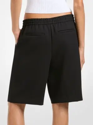 Michael Kors Stretch Wool Blend Twill Pleated Track Shorts