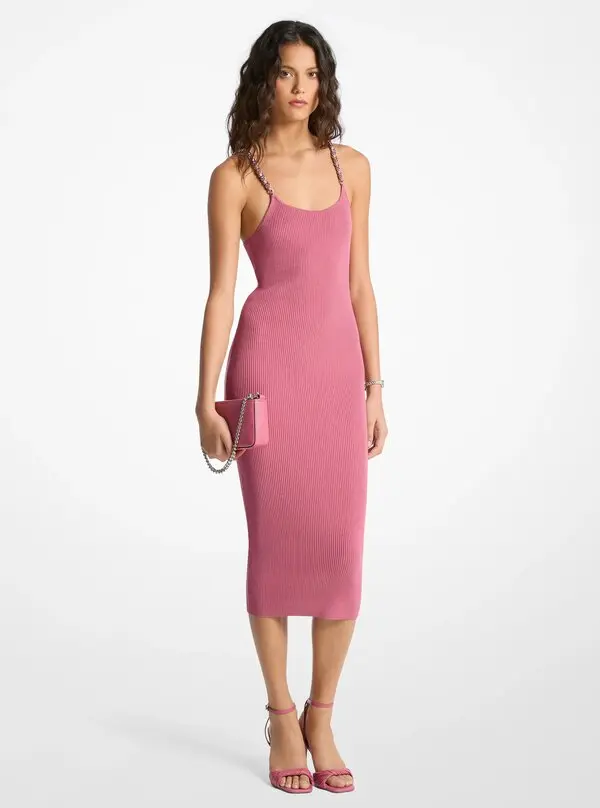 Michael Kors Ribbed Chain-strap Midi Dress