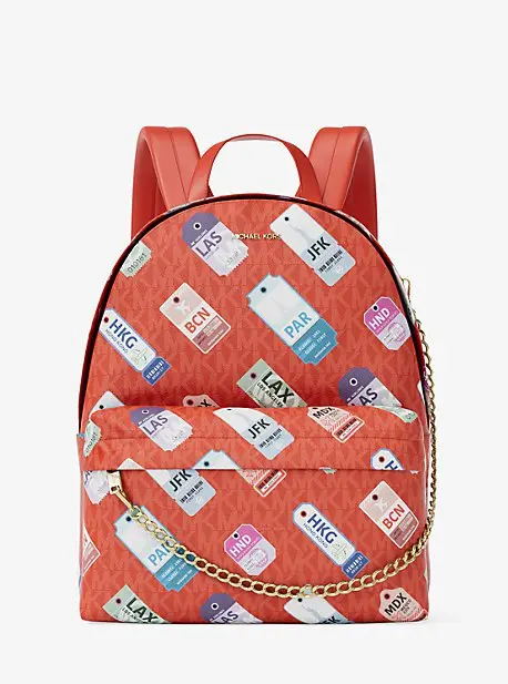 Michael Kors Slater Medium Printed Logo Backpack - Red
